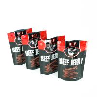 China Zipper Top Custom Printed Kraft Paper Flat Pouch Food Packaging Bag Recyclable Three Side Seal for Beef Jerky Dried Meat Biltong for sale
