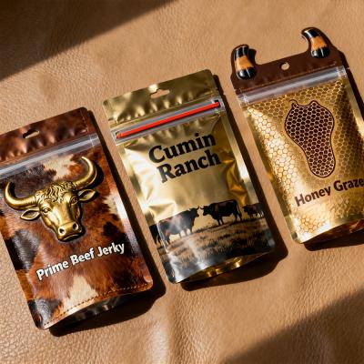 China Food Grade Material Customized Soft Touch Matte Packaging Bags for Beef Jerky Biodegradable Aluminum Foil Windowed Stand Up Pouch for sale