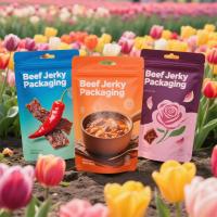China Recyclable Custom Logo Beef Jerky Packaging Bag Standing Holographic Mylar Food Grade Packaging Plastic Bag with Zipper for sale