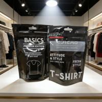 China Stand Up Pouch Customized Clothing Packaging Plastic Bag Logo UV Moisture Proof Storage Underwear Socks Laminated Mylar Bag Window for sale