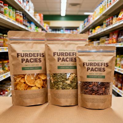China Biodegradable Kraft Paper Bag Food Snack Packaging Moisture Proof Smell Proof Eco Friendly Industrial Food Packaging for sale