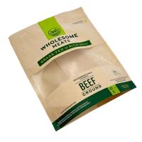 China Gravure Printing Eco Friendly Custom Printed Beef Jerky Bags 16 oz Paper Kraft Bags Clear Window Zipper Lock Packaging Items for sale