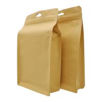 China Gravure Printing Paper Kraft Handle Stand Up Brown Paper Bag Lined Aluminum Foil Eco Friendly Recycled Paper Packaging for sale