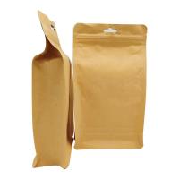 China Gravure Printing Paper Kraft Handle Stand Up Brown Paper Bag Lined Aluminum Foil Eco Friendly Recycled Paper Packaging for sale