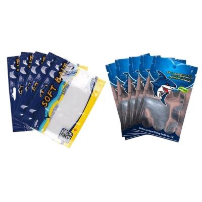 China Customized Logo Printing Plastic Stand Up Pouch Clear Window Zip Lock Fishing Lure Bag Sealed Three Sides Bait Packaging for sale