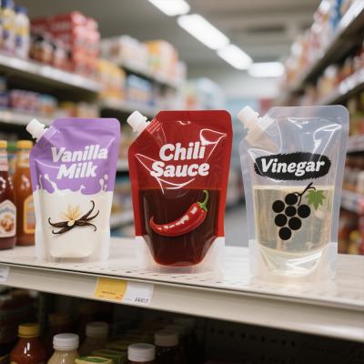 China Pet Vmpet Pe Material Structure Food Grade Reusable Plastic Spout Pouch Zipper Bag Odor Proof Drink Filling Packaging for sale
