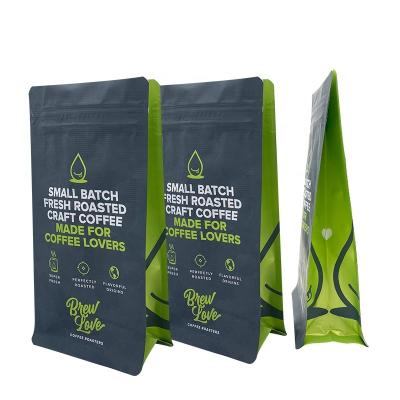 China PE Plastic Custom 8 Side Seal Flat Pouch with Zipper Top Resealable Tab Food Packaging Coffee Tea Protein Powder Foil Bag for sale