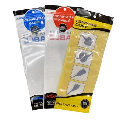 China PE Plastic Custom Cable Zipper Bag Containing Clear Window Data Cable Packing Aluminum Foil Pouch Phone Cases Packaging for sale