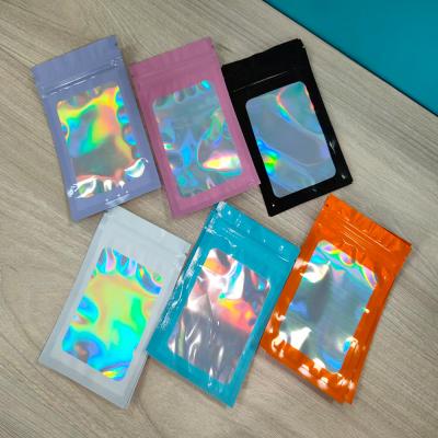 China Smell Proof Zip Pouch Resealed Packaging Self Sealing Jewelry Plastic Bag 9x16 Gravure Printing Surface Handling Shiny Holographic YinYang for sale