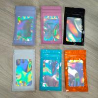 China LDPE Plastic 18x26 Shiny Holographic Plastic Bag Transparent Window YinYang Self sealing Zipper Pouch Gravure Printing for sale