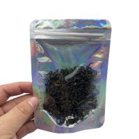 China Recyclable Printed Biodegradable Holographic Bags Aluminum Foil Stand Pouch Zipper Tear Notch Smell Proof Candy Packaging Bag for sale