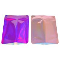 China Recyclable Printed Biodegradable Holographic Bags Aluminum Foil Stand Pouch Zipper Tear Notch Smell Proof Candy Packaging Bag for sale