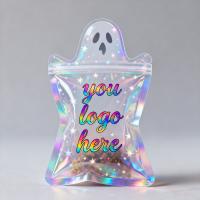 China 3.5g Custom Shaped Holographic Mylar Bags with Eye Windows | PE AL Plastic Die Cut Reusable Zipper Smell Proof Pouch for Snacks Edibles OEM Factory for sale