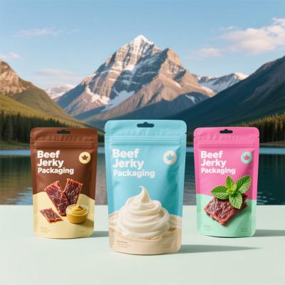 China PET VMPET PE Material Structure Food Packaging Bags Hanging Hole Jerky Beef Smell Proof Heat Seal Reclosable Zipper for sale