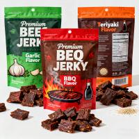 China Zipper Top Sushi Packaging Bags Custom Beef Jerky Mylar PE Gravure Printed Recyclable Glossy Nut Packaging for sale