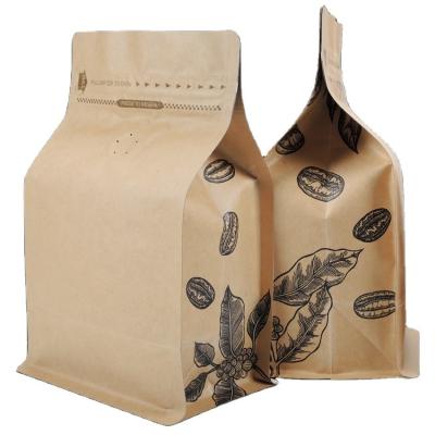China Salad Custom Order Biodegradable Coffee Bean Package Bag Coffee Pouch Flat Bottom Coffee Packaging Kraft Paper Zipper for sale