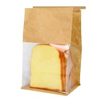 China Customized Thickness Biodegradable Kraft Paper Zipper Tape Bags Oil Proof Self Sealing Window Opening Bread Fruit Snack Packaging for sale