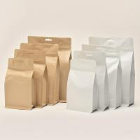 China Eco-friendly Food Grade Custom Biodegradable Paper Bag Flat Bottom Standing with Zipper Top 8 Side Seal and Fresh Air Valve for sale