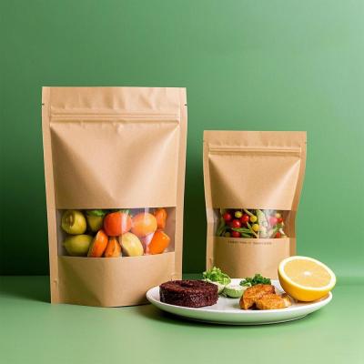 China Zipper Top Kraft Paper Bag Custom Logo Printed Various Food Packaging Oil Proof Leak Proof Disposable Packaging Bag for sale