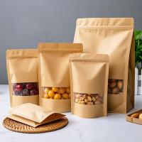 China Zipper Top Kraft Paper Bag Custom Logo Printed Various Food Packaging Oil Proof Leak Proof Disposable Packaging Bag for sale