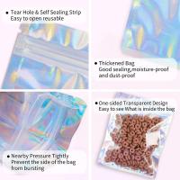 China Customized Size Transparent Holographic Biodegradable Zipper Bag Smell Proof Food Storage Jewelry Craft Cosmetics Packaging for sale