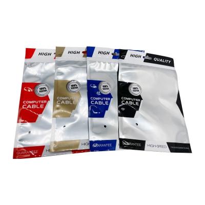 China PET VMPET PE Stand Up Pouch Custom USB Cable Plastic Zipper Bag Clear Window Data Cable Packaging Phone Cases Packaging Bags for sale