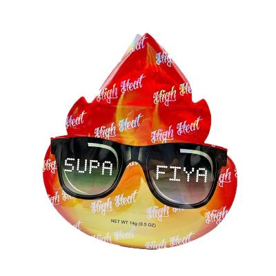 China Food Industrial Custom 3.5g 7g Special Shape Reusable Die Cut Mylar Bag Holographic Zipper Stand Pouch Packaging PBAT Heat for sale