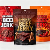 China Customized Logo Printing Material Structure PET VMPET PE Resealable Zipper Stand Up Pouch Bag Spicy Beef Jerky Packaging for sale