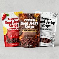 China Customized Logo Printing Material Structure PET VMPET PE Resealable Zipper Stand Up Pouch Bag Spicy Beef Jerky Packaging for sale