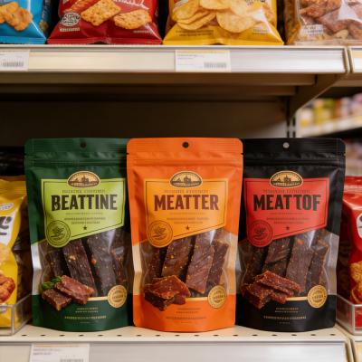 China Customized Thickness laminated composite ziplock resealable plastic bag for beef jerky gravure printing and window included for sale