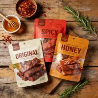 China Customized Thickness laminated composite ziplock resealable plastic bag for beef jerky gravure printing and window included for sale