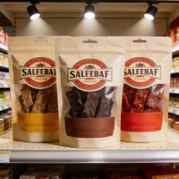 China Customized Thickness laminated composite ziplock resealable plastic bag for beef jerky gravure printing and window included for sale