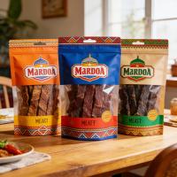China Food Industrial LDPE Plastic Bag CMYK12 Color Printed Packaging Ziplock Repeat Seal Window Hang Hole for Beef Jerky Mylar for sale