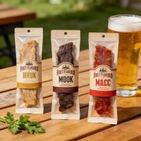 China Multi Layer Plastic Customized Vertical Ziplock Bag Packaging Beef Jerky Chicken Breast Food Grade Smellproof Mylar Bag Window for sale