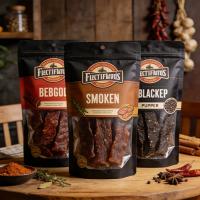 China Multi Layer Plastic Customized Vertical Ziplock Bag Packaging Beef Jerky Chicken Breast Food Grade Smellproof Mylar Bag Window for sale