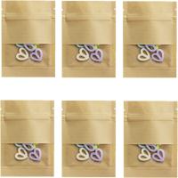 China Accepted Logo Rectangular Reusable Ziplock Stand Pouches Kraft Paper Food Storage Bags Clear Window Resealable Recyclable for sale