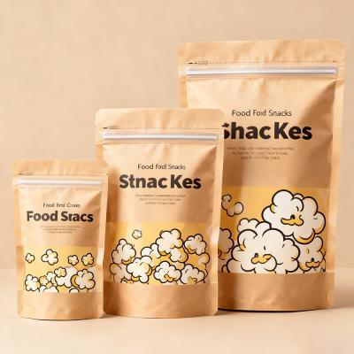 China Biodegradable Custom Food Pack Paper Bag with UV CMYK Printing Hot Stamping Gold Degraded Snack Pack and Transparent Window for sale