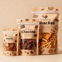 China Matte Stand Ziplock Bag Kraft Paper Eco-friendly Food Grade Packaging Candy Nut Cookie Packaging with Window for sale
