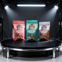 China Customized Size Pet Food Packaging Bags Sealing Zipper Top Custom Logo Spot UV Matte Hot Stamping Cat Food Bags MOQ 100 for sale