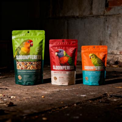 China Gravure Printing Smell Proof Standing Packaging Bird Food Bag Recyclable Parrot Food Pouch Customized Logo SpotUV Mylarbag for sale