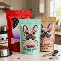 China Zipper Top Sealing Plastic Bag Matte HD Digital Printing Sandblasted Smell Proof Packaging for Dogfood Pet Snacks 1 2KG for sale