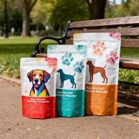 China Customized Color Food Grade Stand Up Pouch Smell Proof Dog Food Packaging Plastic Bag Using Material Structure PET AL PE for sale