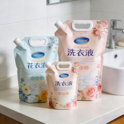 China Daily Chemical Products Industrial Leak Proof Laminated Composite Laundry Liquid Storage Pouch with Nozzle Custom Printing for sale