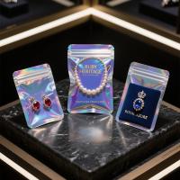 China Gravure Printing Portable Self Sealing Zipper Bag Jewelry Packaging Holographic Mylar Bag for Earrings Repeated Sealing for sale