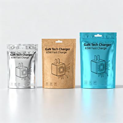 China Customized Color Recyclable Plastic Bags Matte Finish Custom Logo Antistatic Packaging Electronic Accessories Mylar Bags for sale