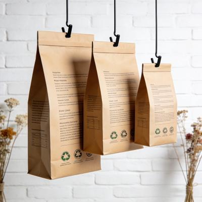 China Food Nuts Snack Kraft Paper Stand Pouch Packaging Paper Bag with Hanging Hole Custom Biodegradable Biscuit Candy Meat Jerky for sale