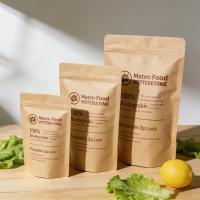 China Self Adhesive Seal Packaging Kraft Paper Composite Bags Baby Food Nuts Dried Fruits Standup Pouch Fully Degradable Odorless for sale