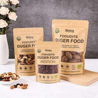 China Eco-friendly Food Grade Printed Kraft Paper Packaging Ziplock Resealable Aluminum Foil Bag for Biscuits Bread Nut Dried Goods for sale