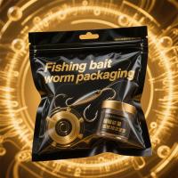 China Sea Food Customized Printed Threaded Tail Worm Bait Lead Hook Fishing Gear Packaging Hot Stamping Logo Spot UV Mylar Plastic Bag for sale