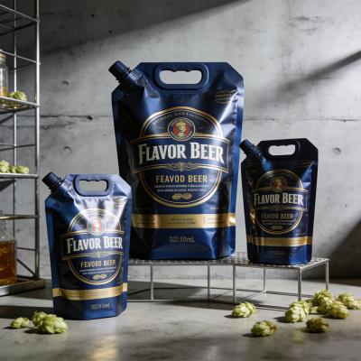 China Custom Printing Spout Pouch PET AL PA PE Multi Layer Composite Bag Flavor Beer Packaging High Barrier Freshness Preservation for sale